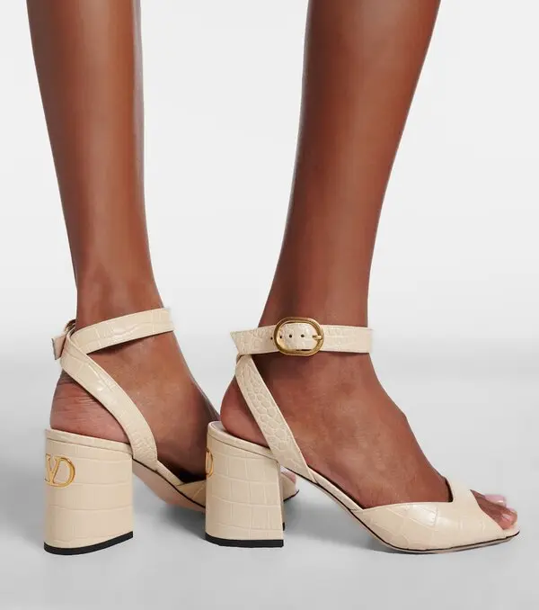 Valentino Garavani Fawcette Croc-effect Leather Sandals