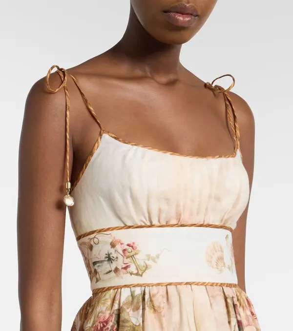 Zimmermann Printed Linen Midi Dress - Multicoloured