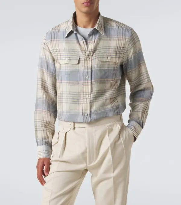 Ralph Lauren Purple Label Plaid Linen Shirt