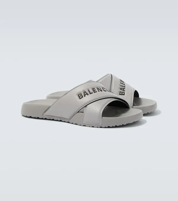 Balenciaga Sporty Pool Slides - Grey