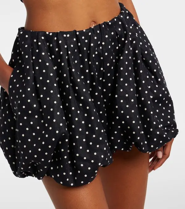Faithfull The Brand Lucia Polka-dot Linen Shorts - Black