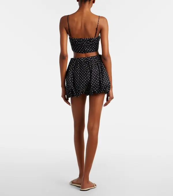 Faithfull The Brand Lucia Polka-dot Linen Shorts - Black