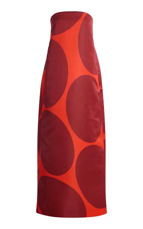 Dries Van Noten Damino Duchess-satin Gown With Retro Print - Orange