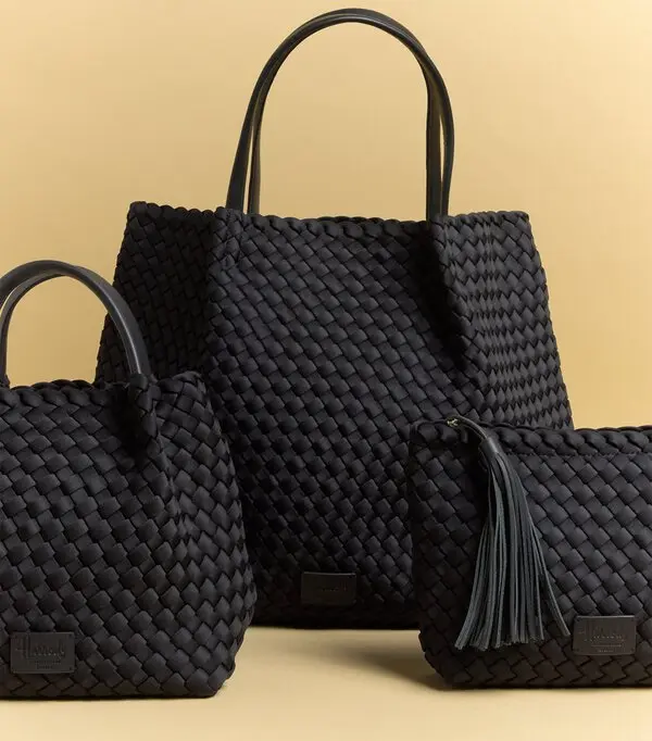 Harrods Neoprene Woven Pouch With Leather Wristlet