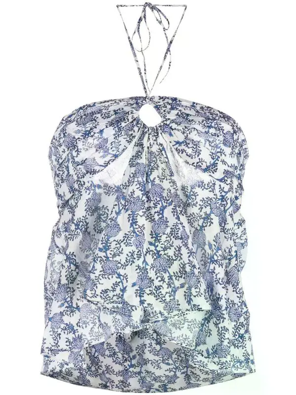 MARANT ETOILE Floral-print Halterneck Blouse