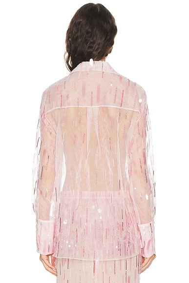 MAY MASHIAH Emilia Embellished Sheer Shirt - Peony