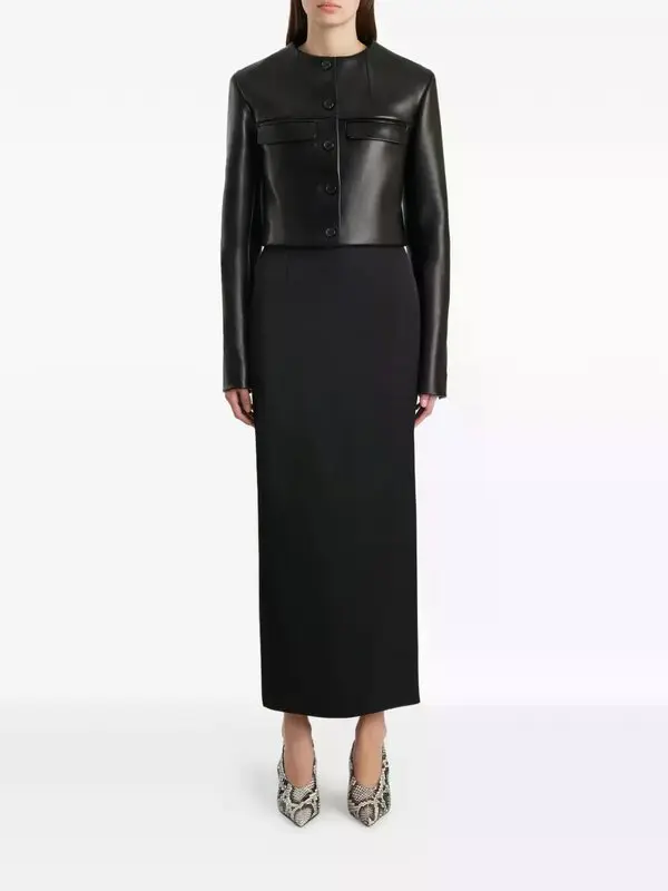 Khaite Cropped Leather Jacket - Black