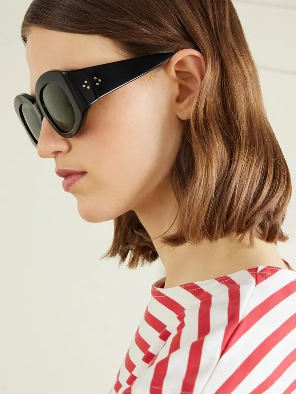 Matteau Eclipse Oversized Round Frame Acetate Sunglasses - Black
