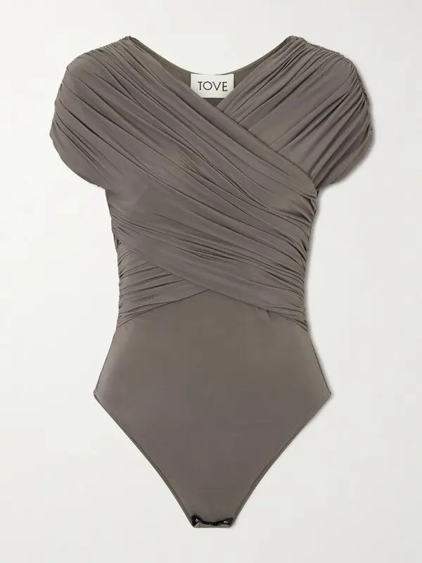 Tove Sidney Ruched Jersey-crepe Bodysuit - Green