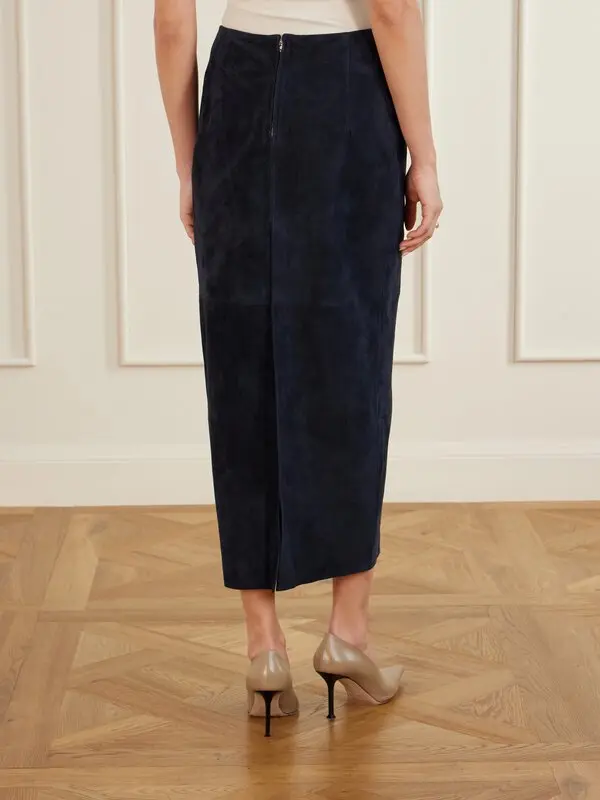 Nour Hammour Selly Suede Midi Skirt