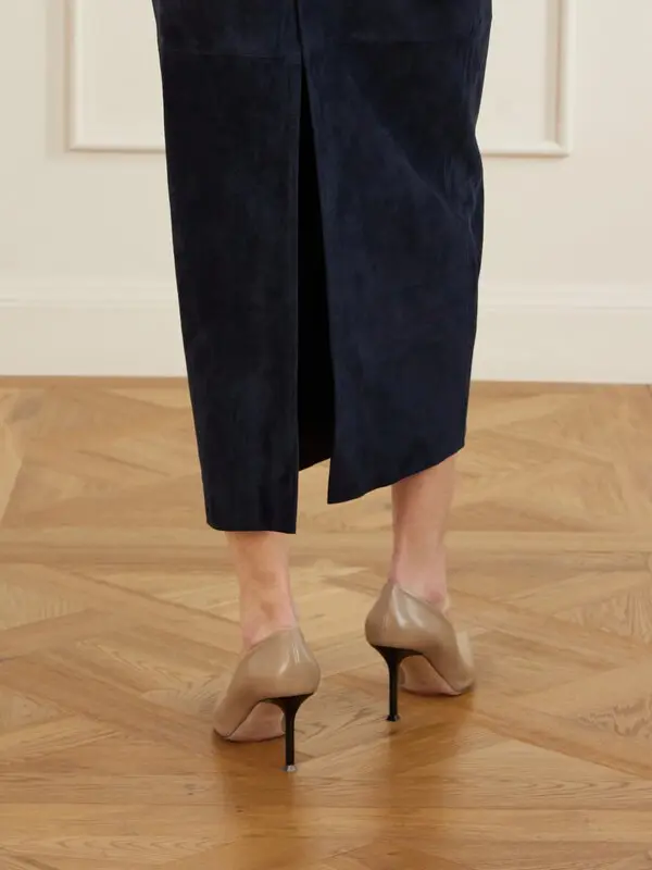 Nour Hammour Selly Suede Midi Skirt