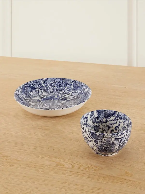 Ralph Lauren Burleigh Faded Peony Painted Earthenware Bowl And Plate - Multi