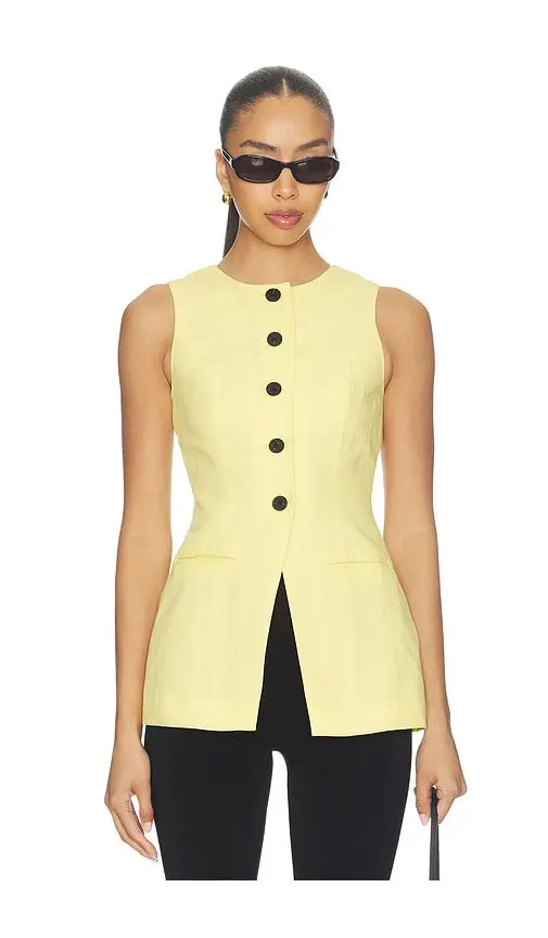 ALIGNE Leo Linen Mix Waistcoat - Lemon