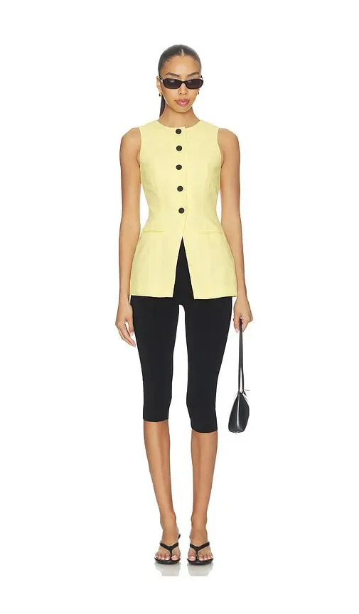 ALIGNE Leo Linen Mix Waistcoat - Lemon