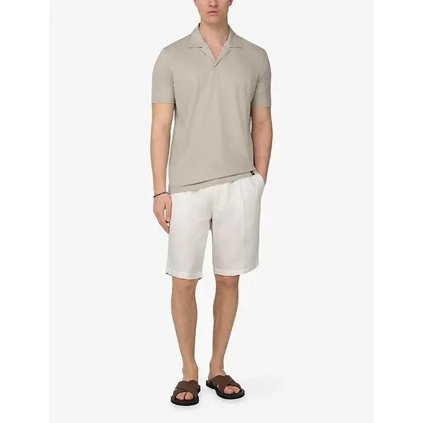 Boggi Milano Camp-collar Regular-fit Lyocell-blend Polo Shirt