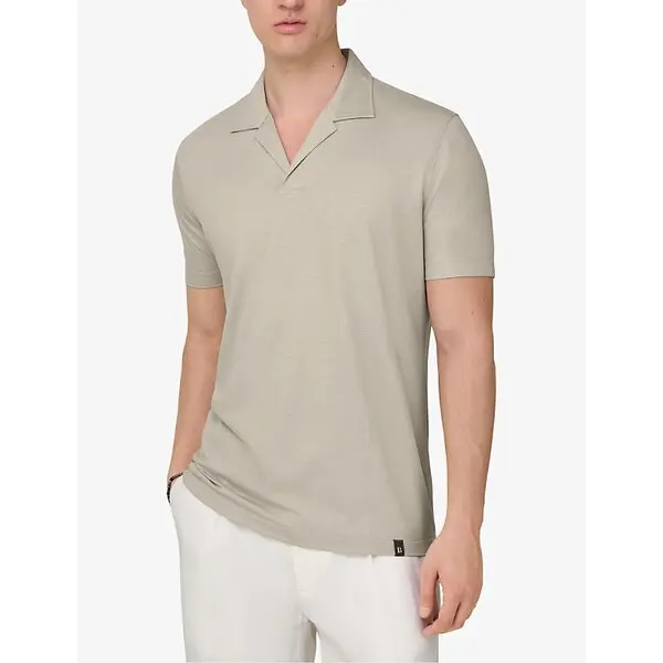 Boggi Milano Camp-collar Regular-fit Lyocell-blend Polo Shirt