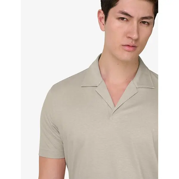 Boggi Milano Camp-collar Regular-fit Lyocell-blend Polo Shirt