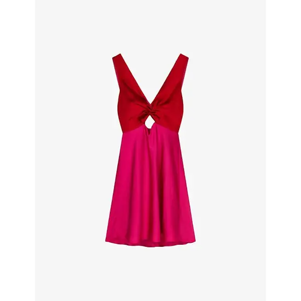 OMNES Maggy Cut-out Satin Mini Dress - Raspberry / Cherry