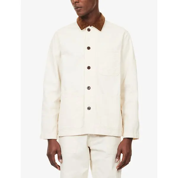 DRAKE'S Contrast-collar Cotton-twill Chore Jacket