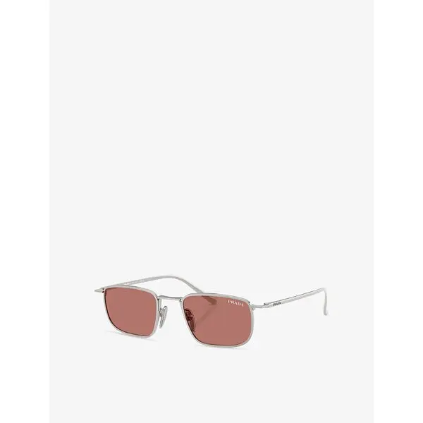 Prada Square-frame Metal Sunglasses - Silver