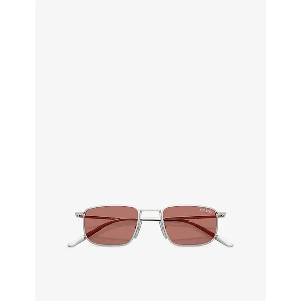 Prada Square-frame Metal Sunglasses - Silver