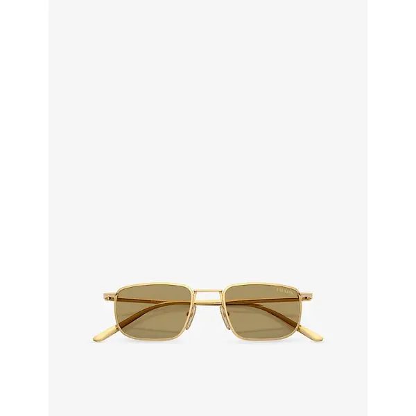 Prada Square-frame Metal Sunglasses - Gold