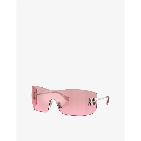 Miu Miu Rectangular-frame Metal Sunglasses - Silver