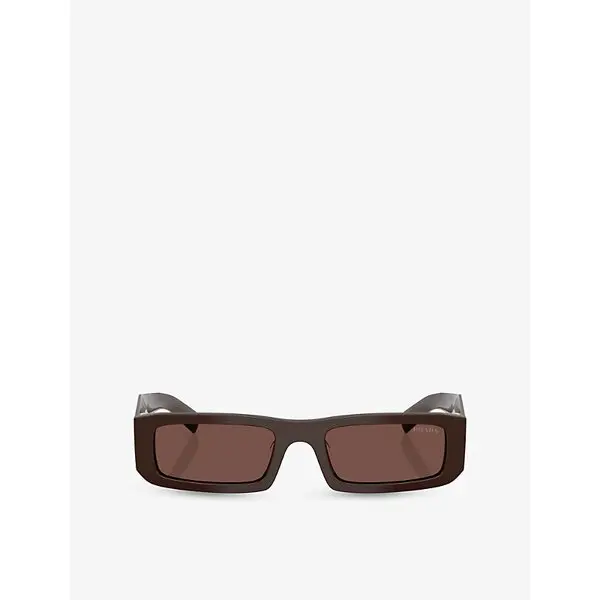 Prada Pr D09sd Rectangle-frame Acetate Sunglasses - Brown