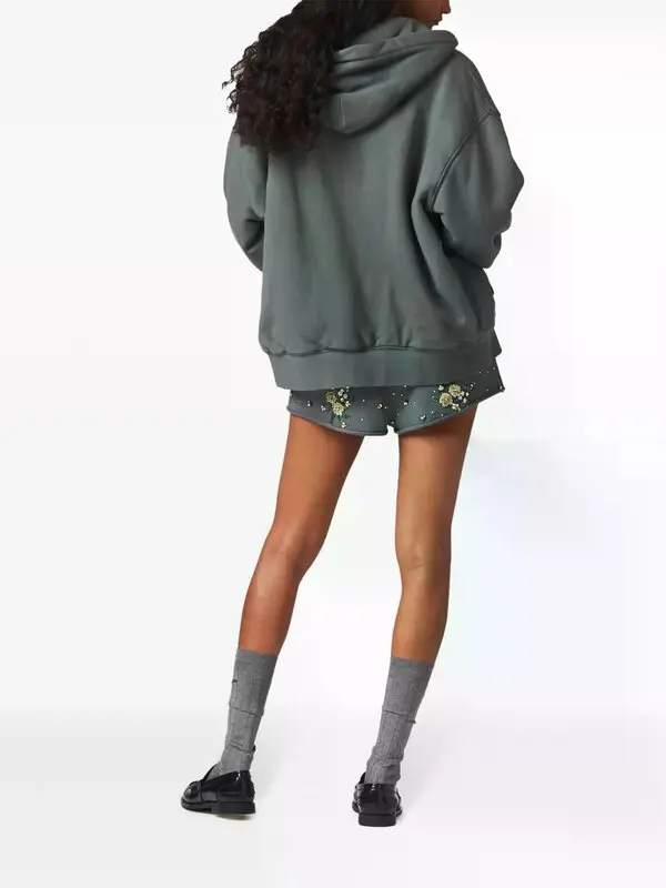 Miu Miu Floral Embroidered Cotton Jersey Shorts