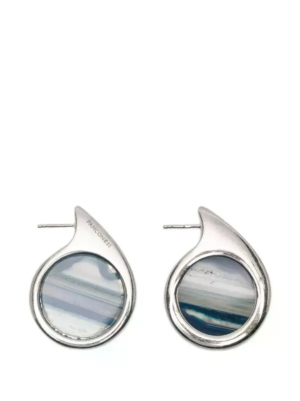 PANCONESI Small Agate Teardrop Earrings - Silver