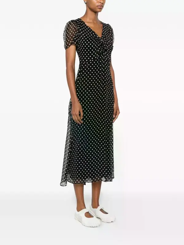 N°21 Polka Dot Silk Midi Dress - Black