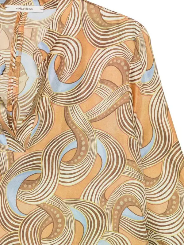 Malìparmi Abstract Print Silk Dress