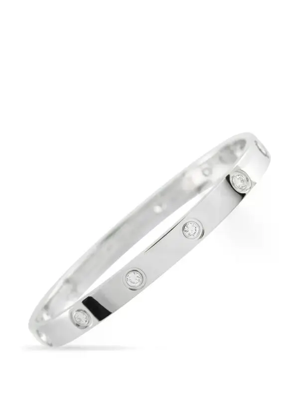 Cartier 18k White Gold Diamond Bangle Bracelet - Silver