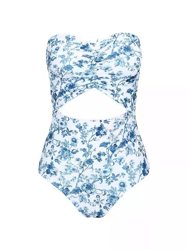 DAZE DAYZ Floral Print Halterneck Swimsuit - Blue
