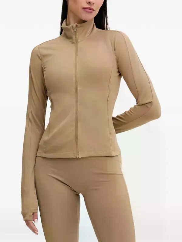 CASALL High Neck Zip-up Jacket With Thumb Slots - Neutrals