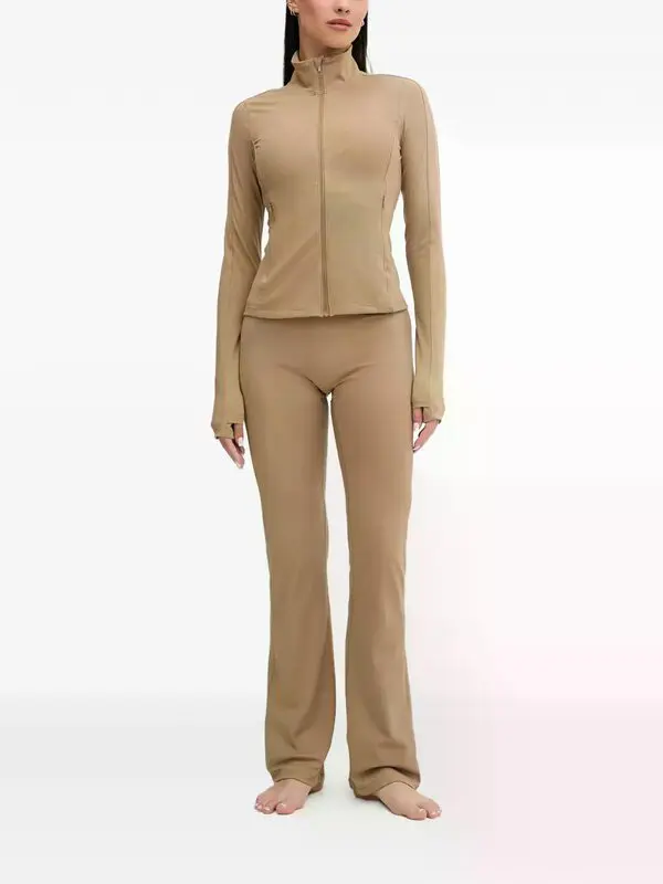 CASALL High Neck Zip-up Jacket With Thumb Slots - Neutrals