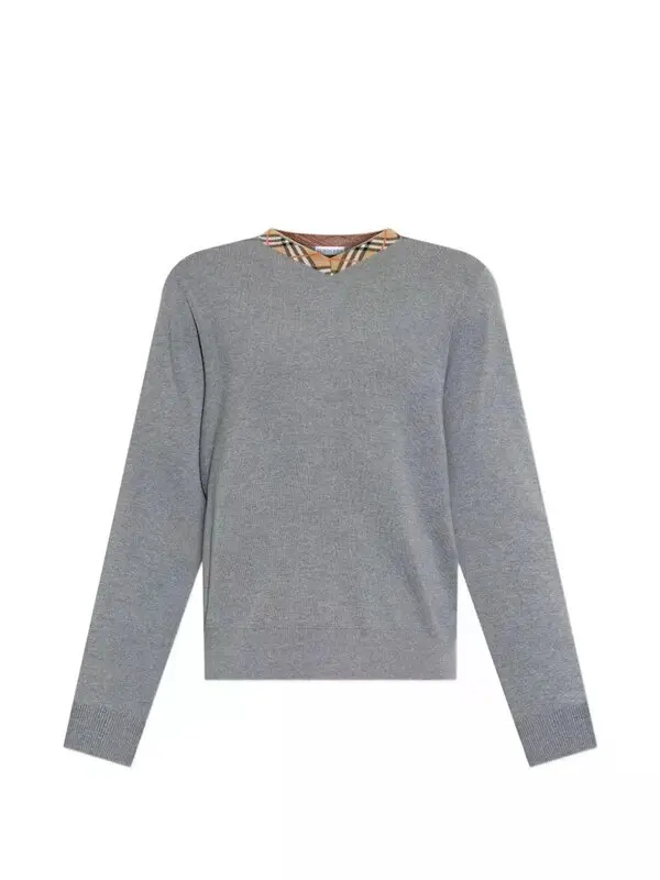 Burberry V-neck Check Trim Sweater