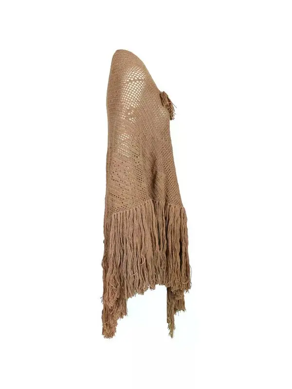 CHIARA IS Peonia Fringe-trimmed Shawl - Brown