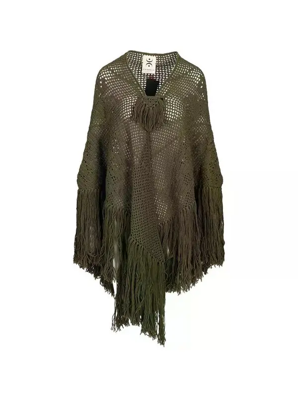 CHIARA IS Peonia Crochet-knit Fringed Shawl - Green
