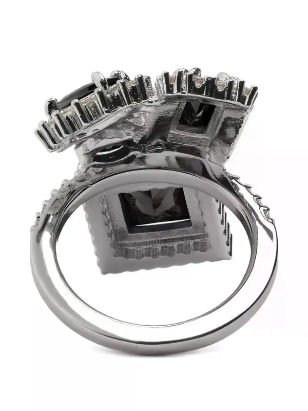 MAISON MARGIELA Embellished Zirconia Cluster Ring - Silver