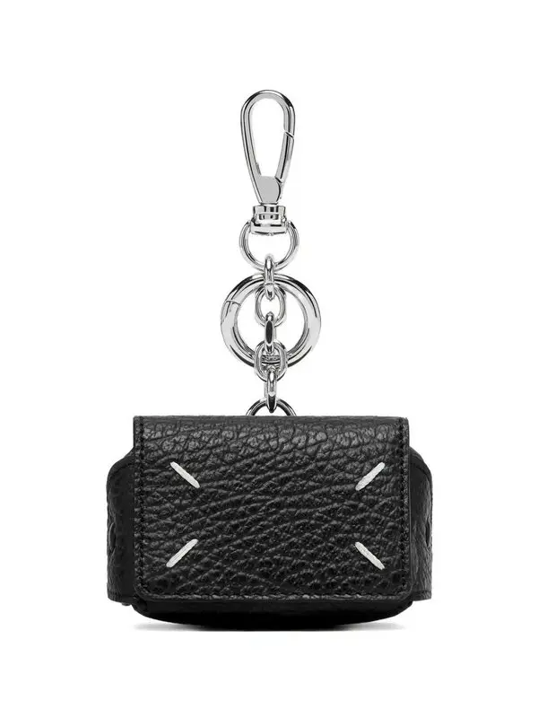 MAISON MARGIELA Leather Keyring With Carabiner Clasp - Black