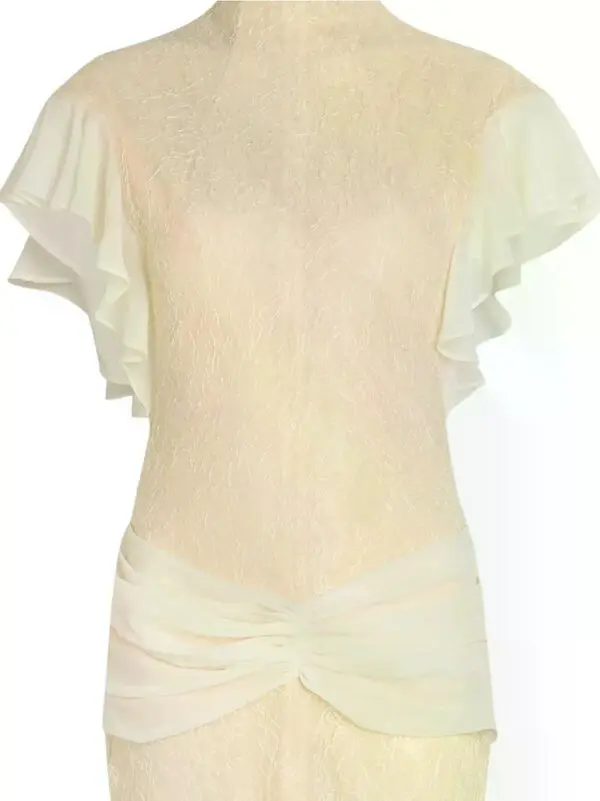 DE LA VALI Noor Ruffled Lace-patterned Maxi Dress