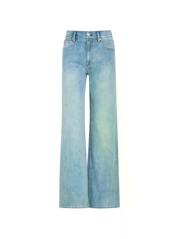 Alice + Olivia Wide-leg Faded Jeans - Blue