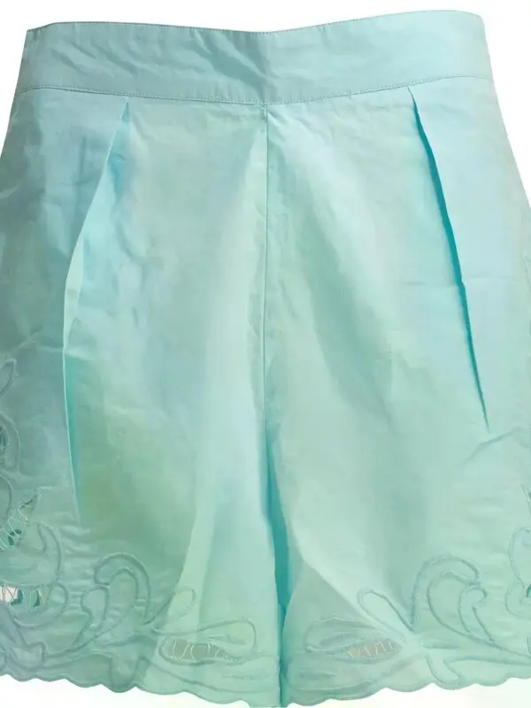 JULIET DUNN Embroidered Scallop Shorts - Blue