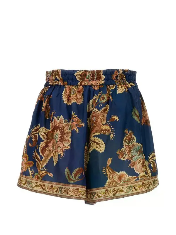 Zimmermann Aster Printed Silk Shorts - Blue