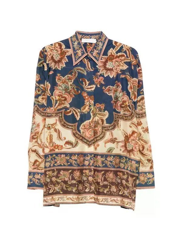 Zimmermann Floral-print Silk Shirt - Brown