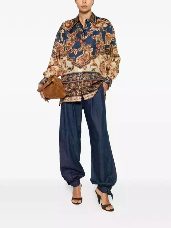 Zimmermann Aster Floral-print Silk Shirt - Brown
