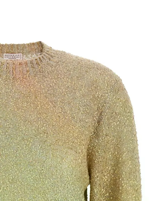 Brunello Cucinelli Sequin-embellished Knitted Sweater - Gold