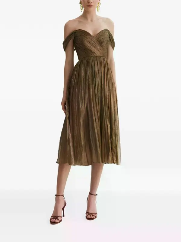 FRAMBOISE Giavera Off-shoulder Midi Dress - Brown
