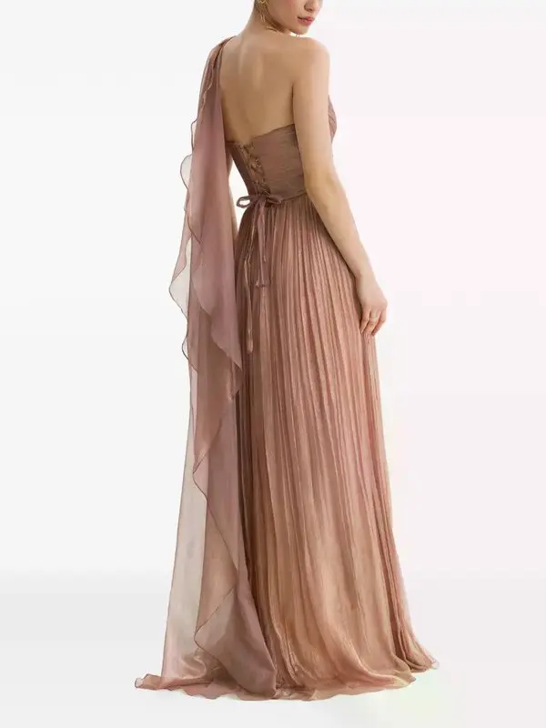 FRAMBOISE One-shoulder Pleated Maxi Dress